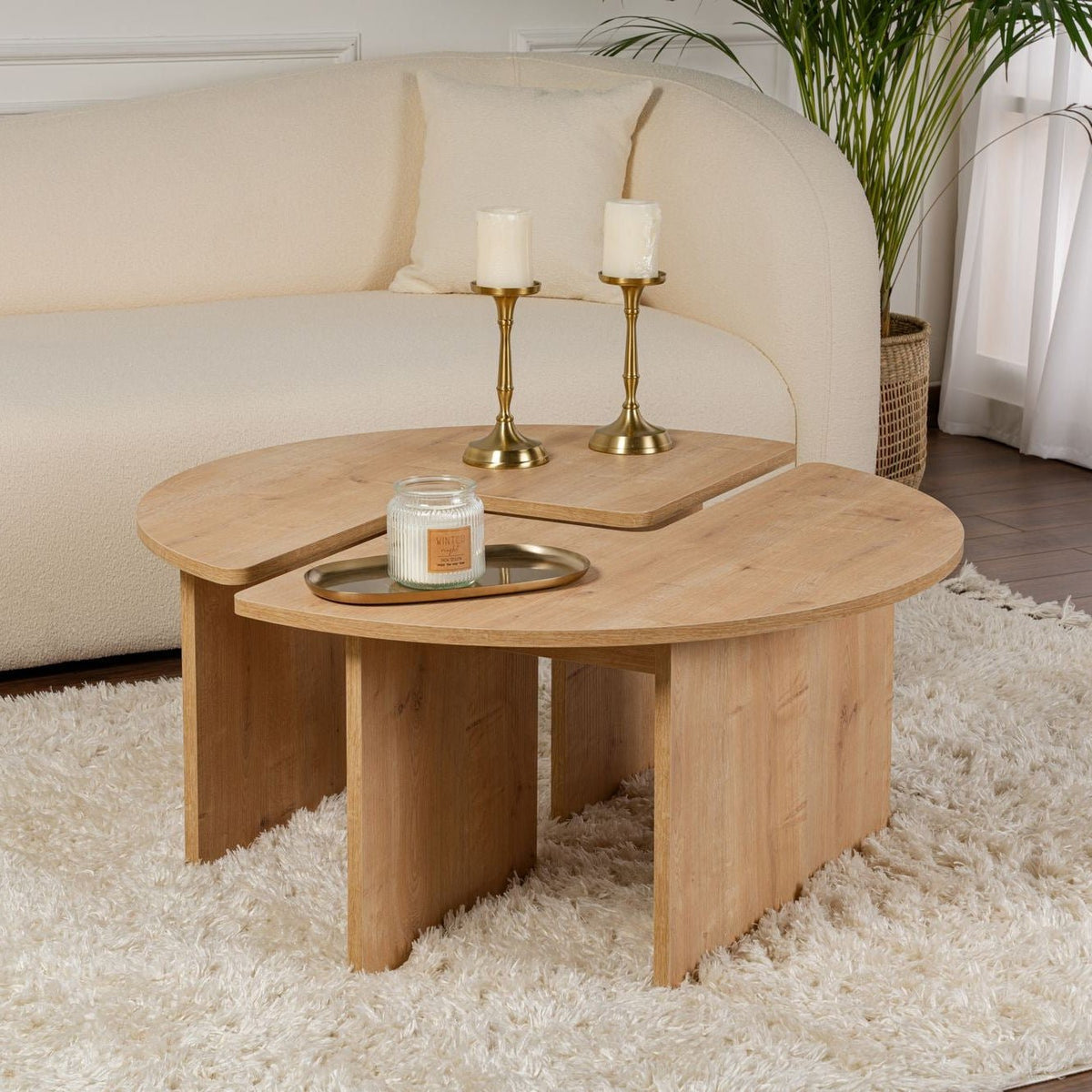 Runder Couchtisch Moari Eichenholz Melamin 90 cm – Dimehouse
