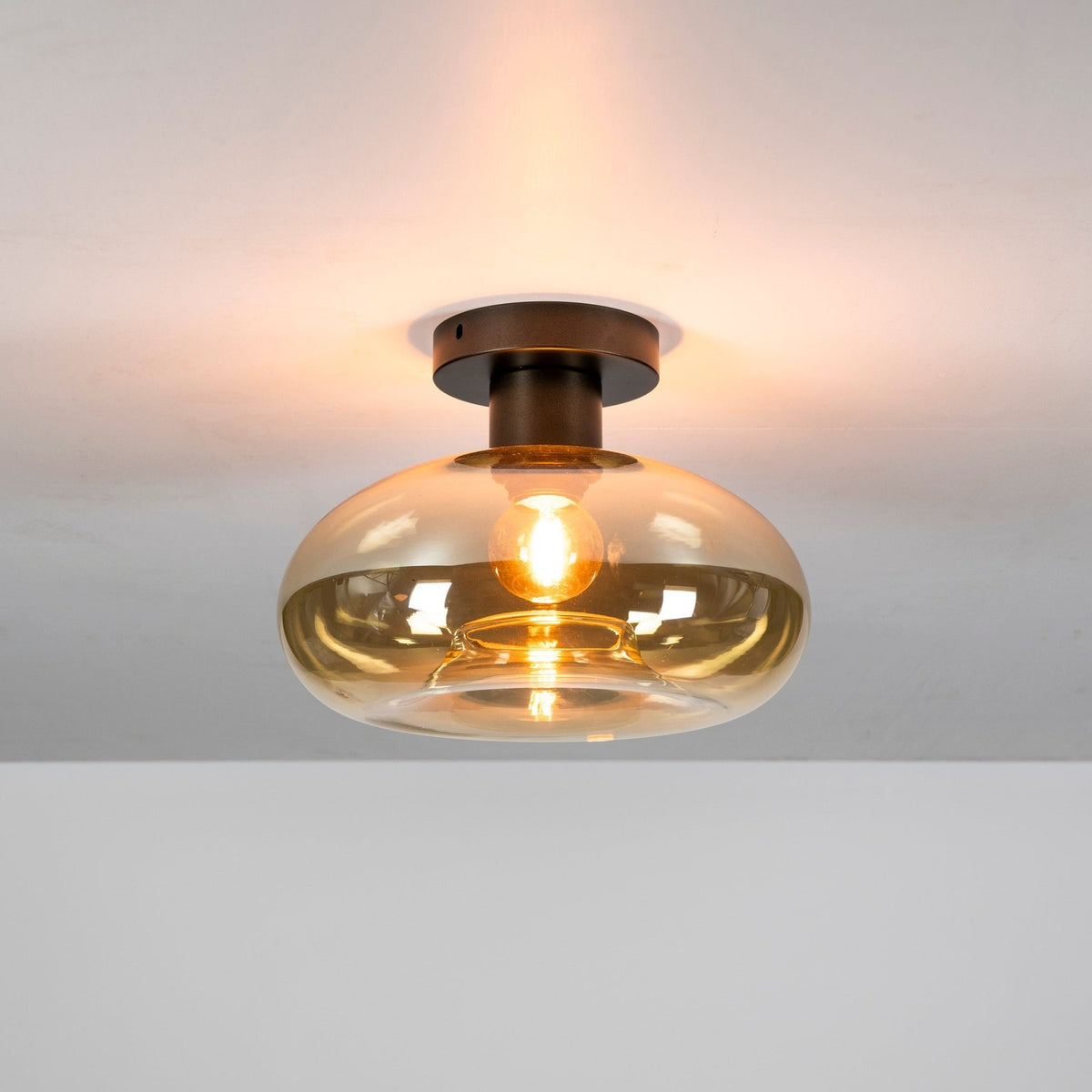 Plafondlamp Sola amber glas 27 cm – Dimehouse