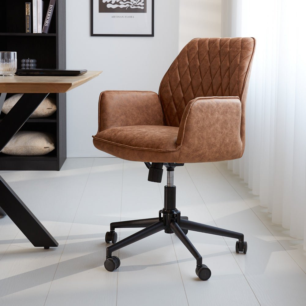 Bureaustoel Novan Draaibaar Cognac | Dimehouse